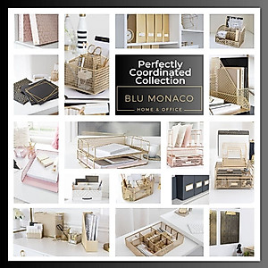 BLU MONACO Gold Desk Accessories and Workspace Organizers, Desktop Organizer - Cute File Organizer for Desk and Drawer Storage for Office Supplies, Paper, Device and Folders - File Holder