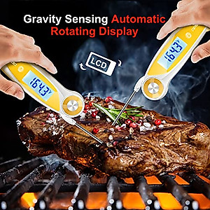 AIRSAND Instant Read Meat Thermometer for Grill and Cooking, Best Waterproof Ultra Fast Thermometer with Backlight, Digital Food Probe for Kitchen, Outdoor Grilling and Candy, Liquids,Beef