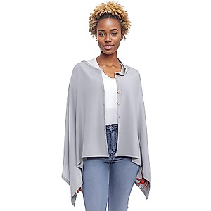MissShorthair Women's Lightweight Knitted Scarf Poncho Sweater Cape Shawl Versatile Spring Summer Ponchos Wraps Light Grey