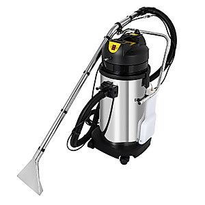 Carpet Cleaner, 110V 40L Commercial Upholstery Cleaner Machine 3 in 1 Portable Wet Dry Sofa Curtain Fabric Dust Cleaner with Long Flat/Dry/Water Vacuum Head and Round Brush for Carpet Sofa Curtain