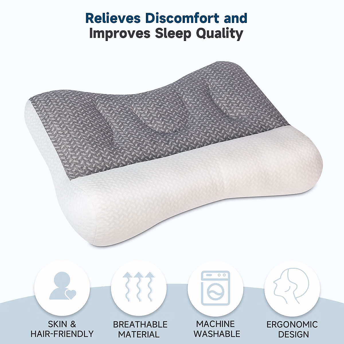 DOINUO Super Ergonomic Pillow, Orthopedic Correction Bed Pillow Repair Traction Pillow, Neck Support Pillow for Side Sleepers, Neck and Shoulder Pain Pillow for All Sleeping Positions