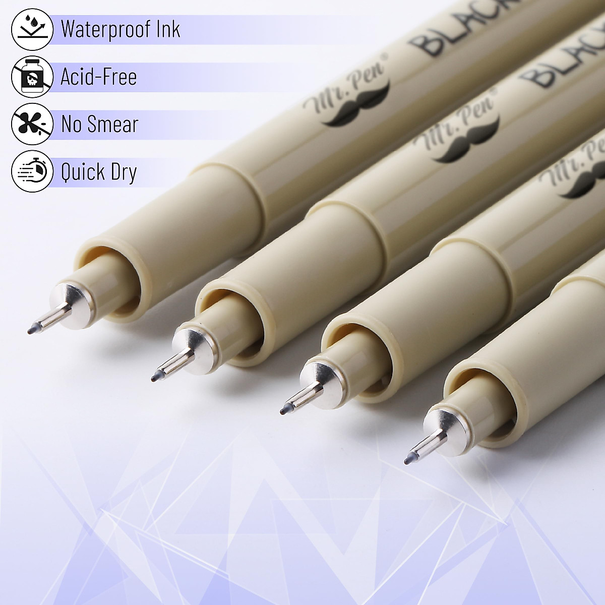 Mr. Pen- Black Fineliners, Fine Point Pens, 0.25mm, 4 Pack, Bible Pens No Bleed, Fine Tip Pens, Ultra Fine Point Pens, Black Fineliner Pens, Black Fine Point Pens, Black Art Pens, Fineliner Pen Black