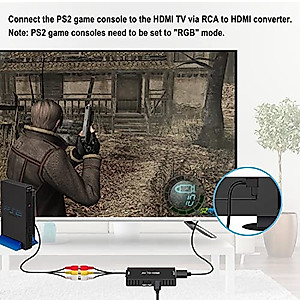 RuiPuo RCA to HDMI Converter AV to HDMI Converter Composite to HDMI Adapter Support 1080P/ 720P Compatible with N64, PS one, PS2, PS3, STB, Xbox, VHS, VCR, Blue-Ray DVD Players TV and Projector…