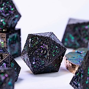 UDIXI Metal DND Dice Set, 7PCS Polyhedral D&D Dice Set Dragon d and d Dice for Dungeons and Dragons Role Playing Dice Game and Other Tabletop Game (Black 12)