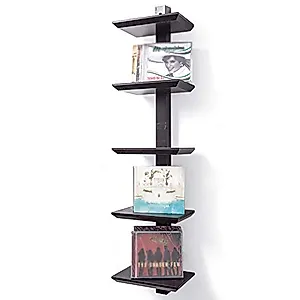 LIANGLIANG Floating Wall Shelves Vertical Suspension Fixed Design Storage Display Stand Minimalist Wood Moisture-Proof, 3 Styles (Color : Black, Size : 20x15x84cm)