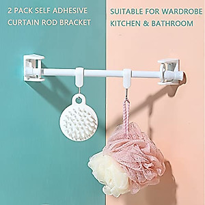 Resdenio Adhesive Shower Curtain Rod Holder, 2 Pack Curtain Rod Bracket No Drilling, Rotatable Shower Rod Tension Retainer for Bathroom Bedroom (Shower Curtain Rod Not Included)