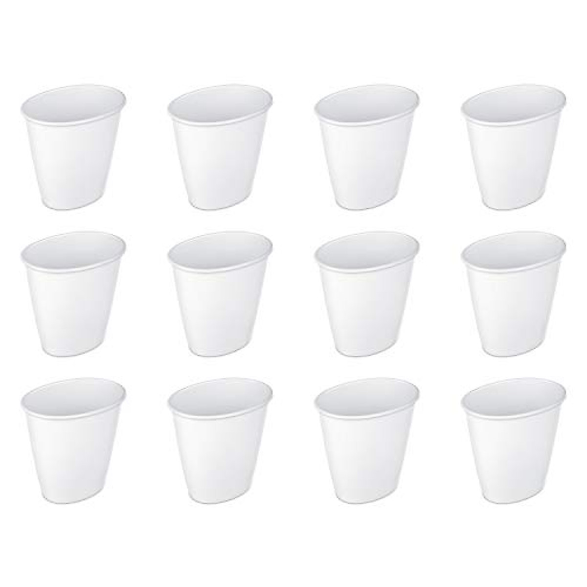 Sterilite 1.5 Gallon Oval Vanity Wastebasket, Small, Open Top Trash Can for the Bathroom, Bedroom, Dorm Room or Office, Plastic, White, 12-Pack