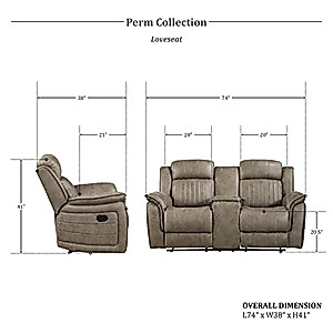 Lexicon Perm Double Reclining Loveseat, Sandy Brown