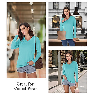 EKLENTSON Women Long Sleeve Workout Shirts UV Protection Shirt V-Neck Active Tops Casual Sports T-shirts Quick Dry Activewear Shirt Light Green