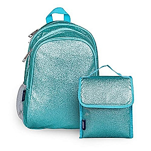 Wildkin 15 Inch Kids Backpack Bundle with Lunch Bag (Blue Glitter)