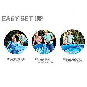 Intex 28157EH Easy Set 15 Foot by 33 Inch Round Inflatable Outdoor Backyard Above Ground Swimming Pool Set with 530 GPH Filter Pump, Blue