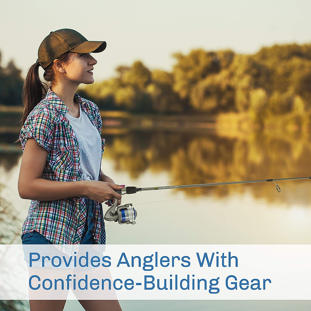 Fishing Rod and Reel Combo - 6.6-Feet Fiberglass Pole and Spinning Reel with 10lb Line for Pond, Lake, and Shoreline Fishing by Wakeman (Blue)