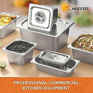 HOCCOT 6-Pack 1/1 Size Stainless Steel Steam Table Lid Full Size Solid Hotel Pan Cover Buffet Pan Lids Roasting Pans Cover with Handle Lid for 1/1 Steam Pan