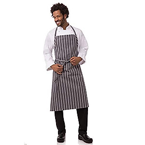 Chef Works Unisex English Chef Apron, Grey W/ Wht Stripe, One Size