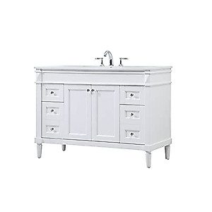Elegant Decor Indoor Modern Under Sink Bathroom Fixtures Storage Organizer Cabinet 48 inch Single Bathroom Vanity - White