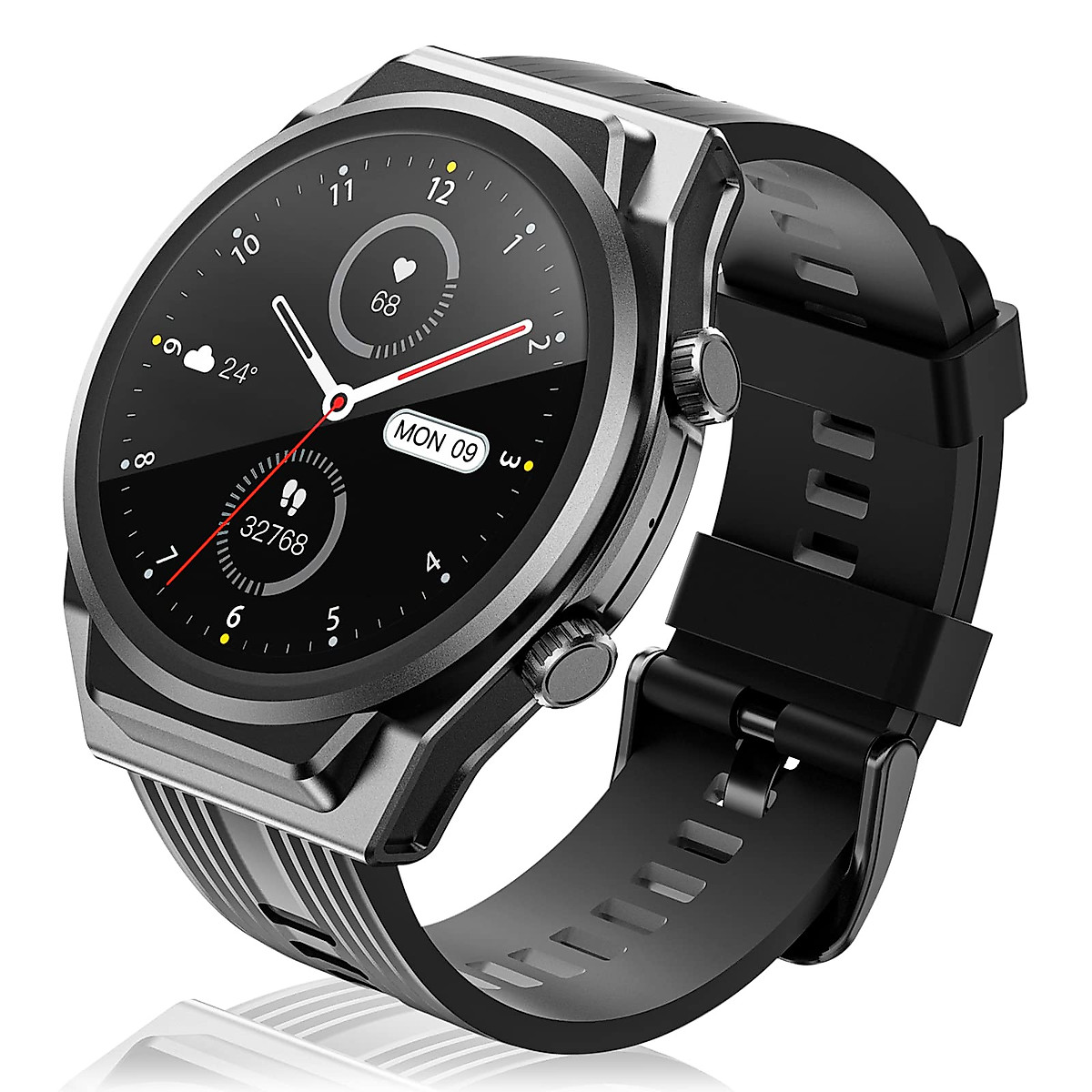 Smart Watch for Men, 1.6-inch Extra Large Screen 60 Days Standby Round Touch IP67 Waterproof Watch with Heart Rate Sleep Monitor Bluetooth Call Message Sports for Android iOS