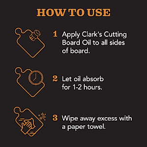 CLARK'S Cutting Board Oil - Food Grade Mineral Oil for Cutting Board - Enriched with Lemon and Orange Oils - Butcher Block Oil and Conditioner - Mineral Oil - Restores and Protects All Wood - 12oz