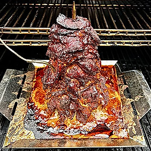 Stainless Steel 10 inch Vertical Skewer for Tacos Al Pastor-Shawarma Stand Skewer for Charcoal Grills or Stove,with 2 Removable Spikes(8.5“/12”)-Universal BBQ Grilling Accessory