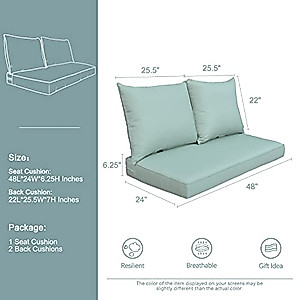 BOSSIMA Sunbrella Patio Furniture Cushions Comfort Deep Seat Glider Loveseat Cushion Indoor Outdoor Seating Cushions, Mixed Yellow/Green