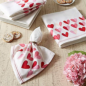 DII Valentine's Day Table Top Decor, Napkin Set, 20x20, Two Hearts, 6 Piece