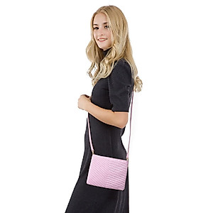 AMELIE GALANTI Small Crossbody Purse Bag For Women,Wristlet Clutch Handbag And Crossbody Wallet With Shoulder Strap For Cell Phone (pink-c)