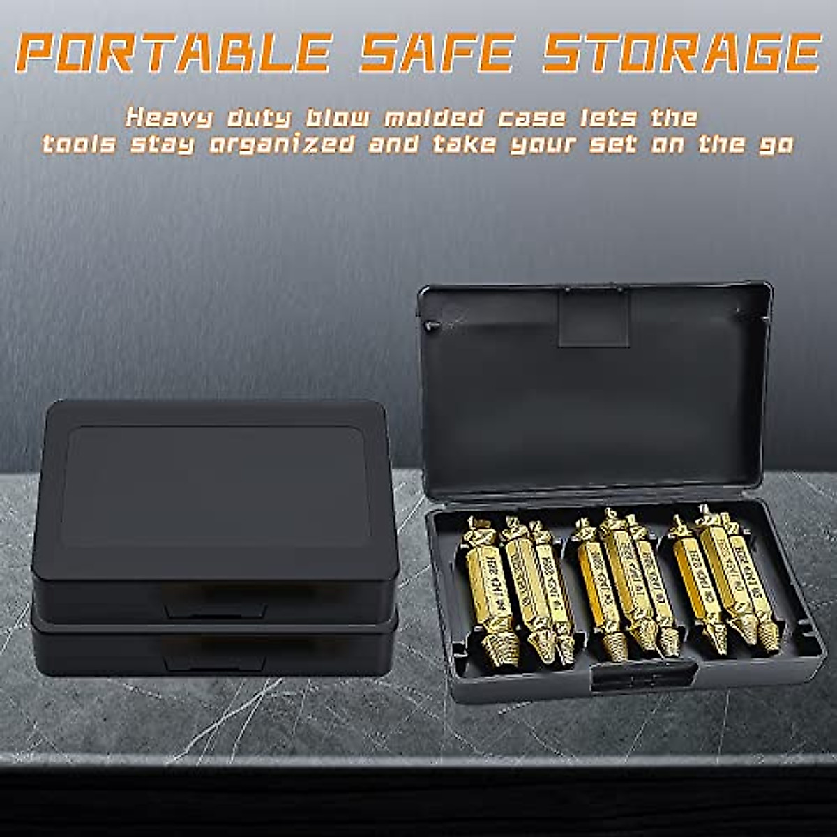 9 Pcs Damaged Screw Extractor Kit, Miuudby HSS 4341 Material Damaged & Stripped Screw Extractor Set For Easy Out And Speed Out Remover Common Size of Broken Tool And Titanium Extractor Drill Bit, Gold