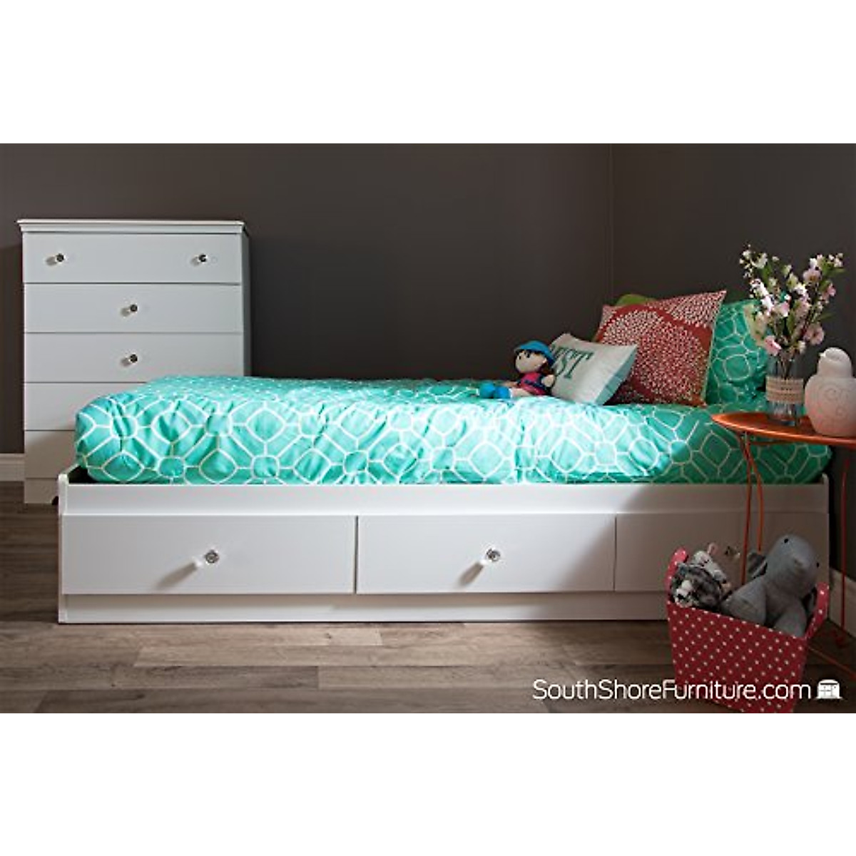 South Shore Crystal Bookcase Headboard, Twin, Pure White