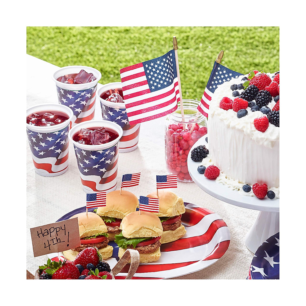Medium Plastic Serving Tray- Red, White and Blue Patriotic