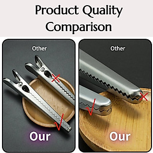 KINTEGOOD 6pcs Stainless Steel Food Clips Chip Clips Jaw Sealing Clips, Bag Clips Alligator Clips Bag Sealing Clips for Snack Bread Coffee Food Bag (6*Silver)