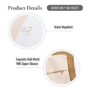 Hofdeco Premium Coastal Patio Indoor Outdoor Long Lumbar Pillow Cover Only, 12"x26" Water Repellent for Backyard, Couch, Neutral Tan Stripes with Fringe