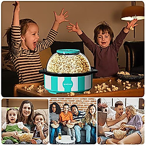Electric Popcorn Popper Maker Apexboss Stirring Popcorn & Grill Machine 2-in-1 Hot Oil Pop Corn Non Stick Cooker 4 Quarts Large Lid for Serving Bowl, 16 Cups for Home Christmas Party Kids