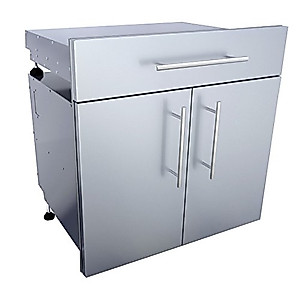 SUNSTONE DE-DDP30 Designer Series Raised Style Double Door Dry Storage Pantry, 30", Stainless Steel