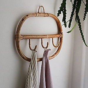 BETYMAO Rattan Wall Hooks Handmade Natural Organizer Rack Hanging Hook Rattan Hanger Handmade Wall Mounts for Towel Kids Garments Clothes Hat Room Decor