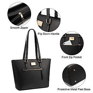 LOVEVOOK Handbags for Women Fashion Tote Bags Shoulder Bag Top Handle Satchel Purse Set 3pcs (3pcs set, A-1514-Black)