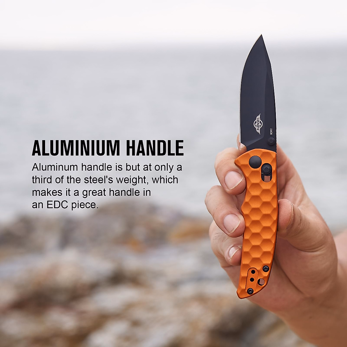 OKNIFE Rubato 3 Pocket Knife with 154CM Stainless Blade, Folding Knife for Camping, Hiking, Indoor and Outdoor Activities (Orange)