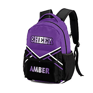 SunFancyCustom Personalized Cheer Cheerleaders Star Purple Backpack Causual Shoulder Bags for Women Men Gift