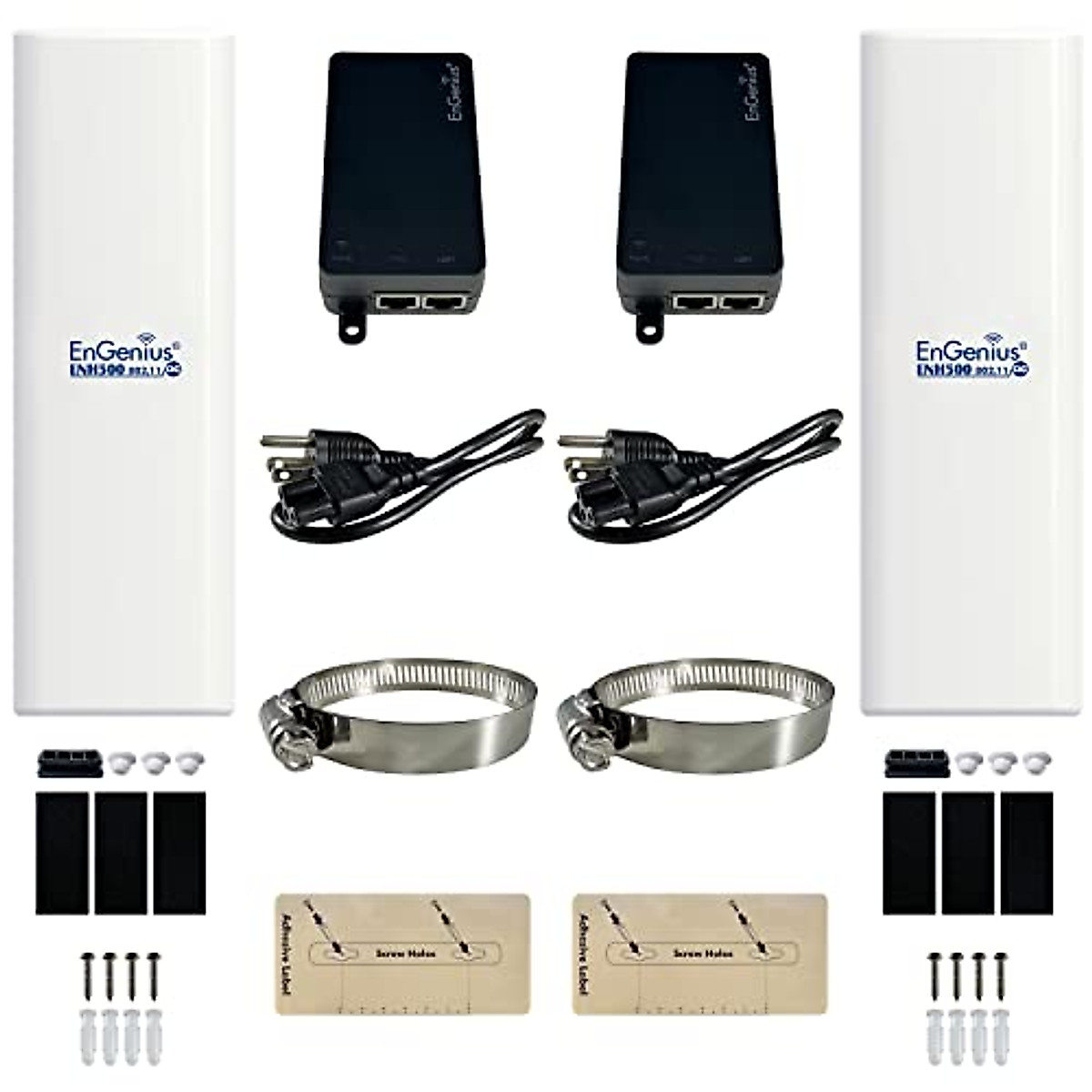 EnGenius Outdoor 5GHz 867mbps WiFi 5 CPE/Client Bridge, 27dBm Transmit Power, 16 dBi High-Gain Antenna Extend Network up to 5 Miles, PTP/PTMP, IP55 housing, TAA& NDAA Compliant, 2-Pack [ENH500v3 KIT]