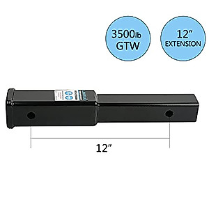 LaVelo 12 inch Hitch Extender, Extension Tube for 2 inch Hitch Receiver, 3500 lbs. GTW