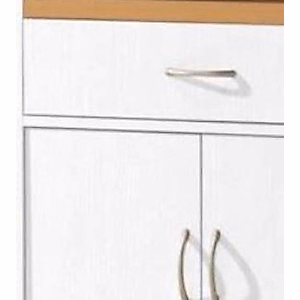 HODEDAH IMPORT Microwave Cart with One Drawer, Two Doors, and Shelf for Storage, White