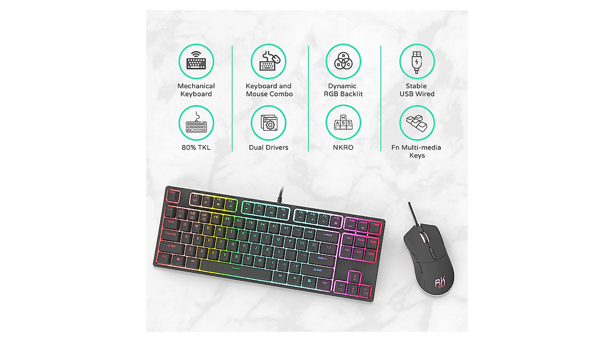 RK Royal Kludge RK987 Gaming Keyboard & Mouse Combo - RGB & Mechanical