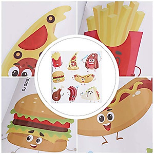 SOLUSTRE Laptop Stickers 1 Set Kitchen Food Wall Decals Cartoon French Fries Window Sticker Food Educational Decals Funny Wall Art Refrigerator Sticker Removable DIY Sticker Scrapbook Stickers