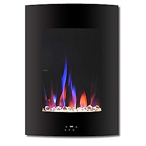 Paramount 27" Black Vertical Curved Wall Mount Electric Fireplace