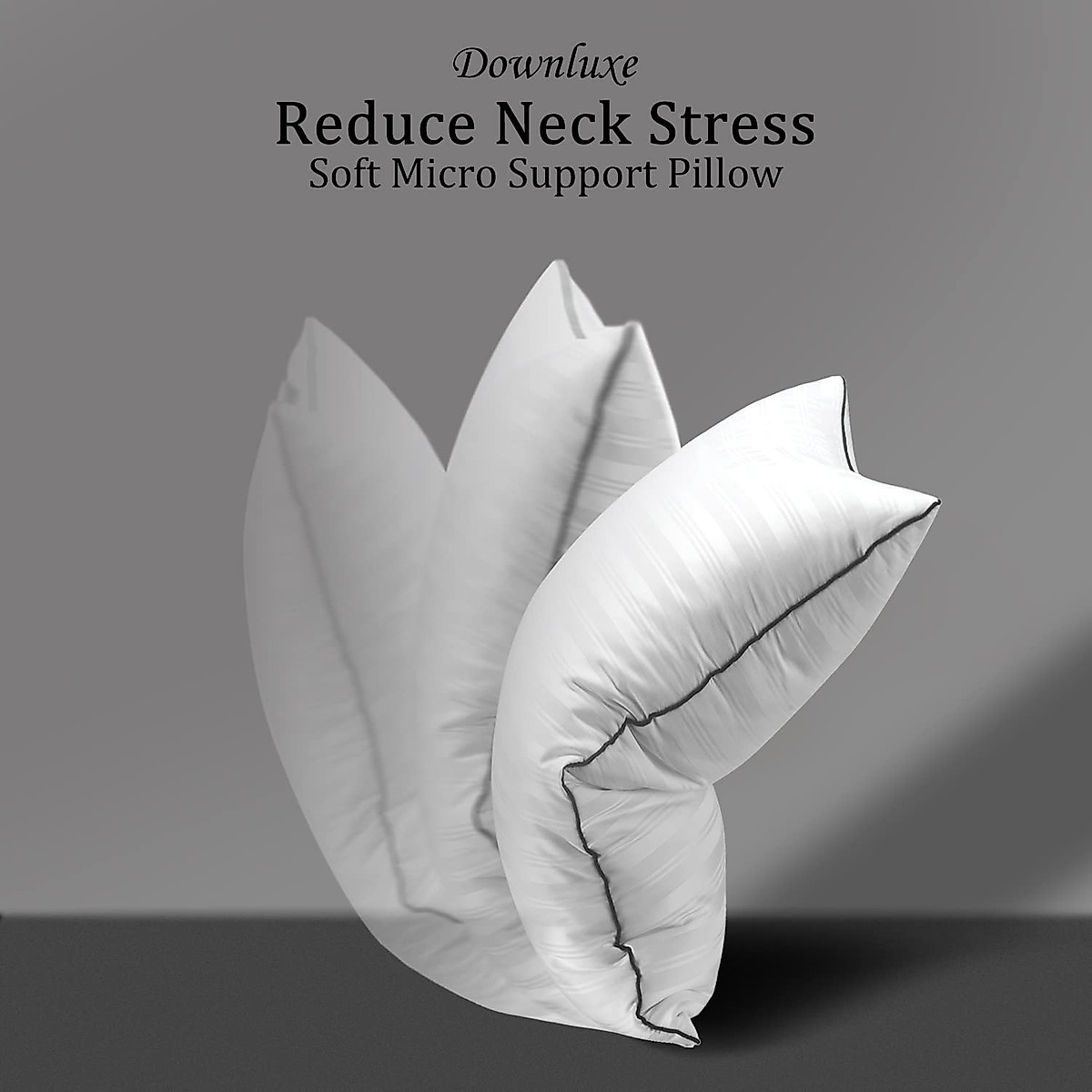 downluxe Goose Down Pillows - Hotel Collection Feather Pillows for Back, Stomach or Side Sleepers, Down Pillows King Size Set of 2 (20"x36")