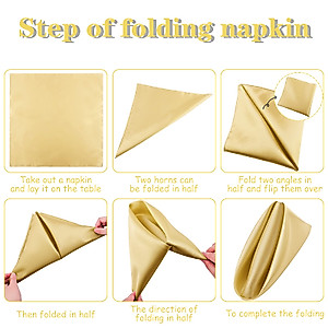 ANECO 12 Pieces Satin Napkins Soft Dinner Napkins Square Table Napkins 17 x 17 Inches for Restaurant Weddings Party Dinner Decoration (Gold)