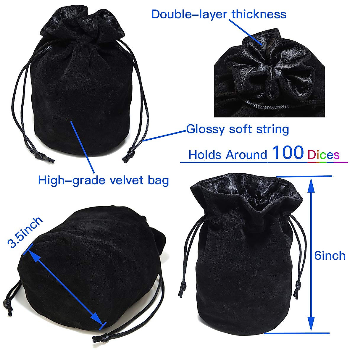 Double Color Glow in The Dark Dice Set 35 Pieces Polyhedral Dice for RPG DND MTG Games Include Black Velvet Pouch