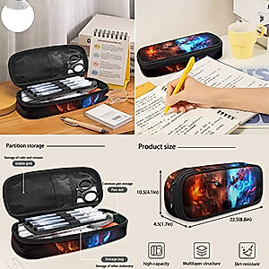 Wolf Backpack for Boys and Girls School Bookbag with Lunch Box Multi-Functional 17 Inch Laptop Backpack Daypack 4 Piece Travel Bag