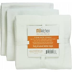 Mukitchen 6600-1201 Cotton Solid Flour Sack Towel Sets, White, 3-pack (Pack Of 4)