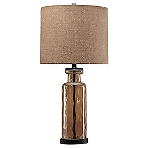 Signature Design by Ashley Laurentia 28.75" Modern Neutral Glass Table Lamp, Champagne