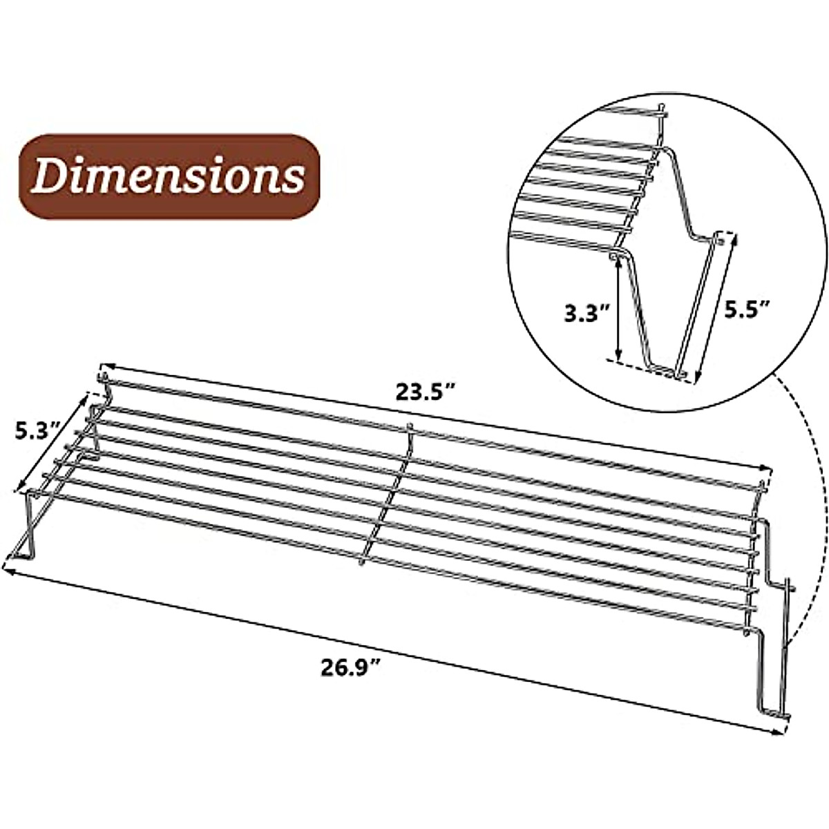 QuliMetal 65054 Warming Rack, 304 Stainless Steel Flavor Bars and 304 Stainless Steel Grill Burner for Weber Genesis 300 Series (2011-2016)
