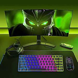 XINMENG Wired Gaming Keyboard and Mouse Combo, Compact 82 Keys RGB Blackit Mechanical Keyboard and Adjustable 8000DPI Lightweight Honeycomb Design Mouse, Spill-Resistant for Desktop, Computer, PC